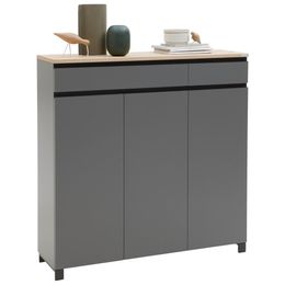 Dieter Knoll Collection Dieter Knoll Schuhschrank Dieter Knoll, Grau, Eiche, Metall, Balkeneiche, furniert, 8 F&auml;cher, 2 Schublade(n) Schubladen, 125x126x37 cm, Made in Germany, Typenauswahl, Garderobe, Schuhaufbewahrung, Schuhschr&auml;nke