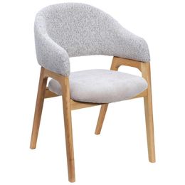 Linea Natura Armlehnstuhl, Grau, Holz, Textil, Eiche, massiv, eckig, 56.5x82.5x59.5 cm, Esszimmer, St&uuml;hle, Esszimmerst&uuml;hle, Armlehnenst&uuml;hle