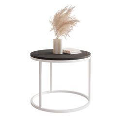 COUCHTISCH 50 cm rund Schwarz, Wei&szlig; Gestell