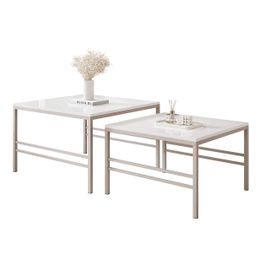 COUCHTISCH Wei&szlig;e Glanz Cashmere Rahme