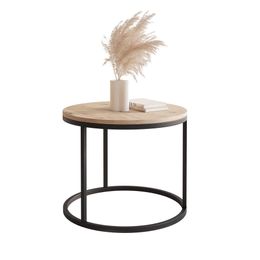 COUCHTISCH 50 cm rund Eiche Artisan, Schwarz Gestell