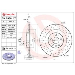 Brembo Bremsscheibe 09.C938.1X 320mm 20mm f&uuml;r Volvo ASIA