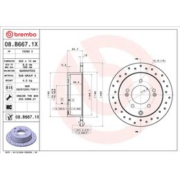 Brembo Bremsscheibe 08.B667.1X Gelocht 262mm 10mm f&uuml;r KIA NAZA (DYK)