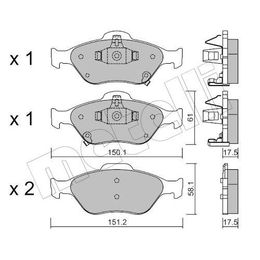METELLI Bremsbelagsatz, Scheibenbremse 2203161 f&uuml;r TOYOTA