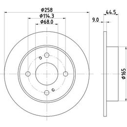 Hella Bremsscheibe 8dd355105171 258mm 9mm f&uuml;r INFINITI