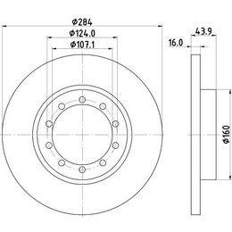 Hella Bremsscheibe 8dd355118521 284mm 16mm f&uuml;r Ford