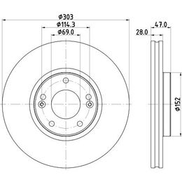 Hella Bremsscheibe 8dd355122501 303mm 28mm f&uuml;r KIA HYUNDAI
