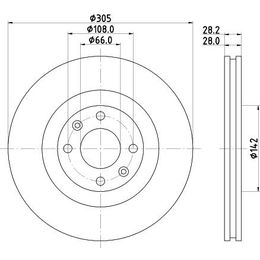 Hella Bremsscheibe 8dd355106531 305mm 28mm f&uuml;r Peugeot VW