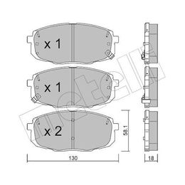 METELLI Bremsbelagsatz, Scheibenbremse 2205131 f&uuml;r HYUNDAI