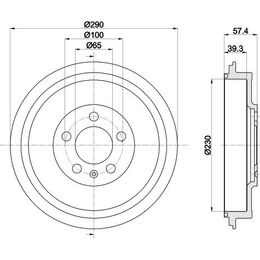 Hella Bremstrommel 8dt355300421 Hinterachse f&uuml;r VW (FAW)