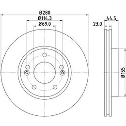 Hella Bremsscheibe 8dd355131361 280mm 23mm f&uuml;r HYUNDAI KIA (DYK)