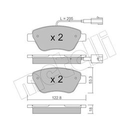 METELLI Bremsbelagsatz, Scheibenbremse 2203213 f&uuml;r Fiat ALFA ROMEO Citro&euml;n Peugeot