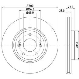 Hella Bremsscheibe 8dd355128831 300mm 28mm f&uuml;r HYUNDAI KIA