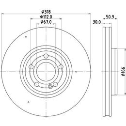 Hella Bremsscheibe 8dd355133051 318mm 30mm f&uuml;r Mercedes