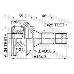 FEBEST Gelenksatz, Antriebswelle 251030720 Vorderachse f&uuml;r Opel Citro&euml;n/Peugeot