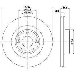 Hella Bremsscheibe 8dd355122461 320mm 28mm f&uuml;r HYUNDAI