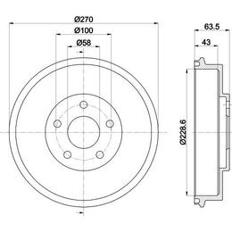 Hella Bremstrommel 8dt355300911 Hinterachse f&uuml;r Subaru