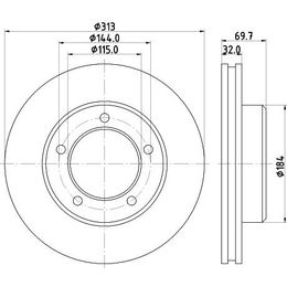 Hella Bremsscheibe 8dd355118591 313mm 32mm f&uuml;r TOYOTA (FAW) LEXUS