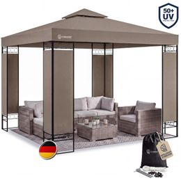 Casaria Pavillon Lorca Taupe 3x3m UV-Schutz 50+
