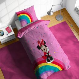 Kinderbettw&auml;sche Disney "Minnie Mouse Rainbow", pink, B/L: 135cm x 200cm, 1 Stk., 1 Stk., Linon, B/L: 80cm x 80cm, 2, Linon, Obermaterial: 100% Baumwolle, Bettw&auml;sche, 100% Baumwolle