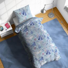 Kinderbettw&auml;sche Disney "Frozen Magical Moment", blau, B/L: 135cm x 200cm, 1 Stk., 1 Stk., Linon, B/L: 80cm x 80cm, 2, Linon, Obermaterial: 100% Baumwolle, Bettw&auml;sche, 100% Baumwolle