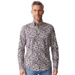Langarmhemd Casamoda "Casamoda Freizeithemd Print", Herren, Gr. L, Normalgr&ouml;&szlig;en, rot (dunkelrot), 100% Baumwolle, bedruckt, l&auml;ssig geschnitten, Hemden