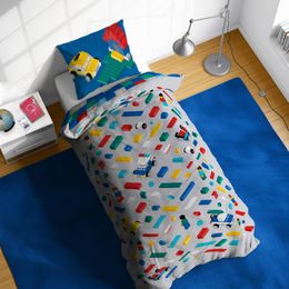 Kinderbettw&auml;sche Lego "Lego Let's Build", blau, B/L: 135cm x 200cm, 1 Stk., 1 Stk., Linon, B/L: 80cm x 80cm, 2, Linon, Obermaterial: 100% Baumwolle, Bettw&auml;sche, 100% Baumwolle