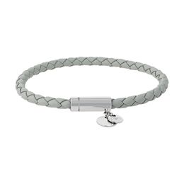 Lederarmband Tom Tailor, edelstahlfarben, grau, Armb&auml;nder, Damen, 19cm, Edelstahl Leder, Edelstahl, Leder, Lederarmband