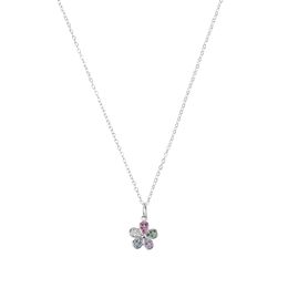 Kette mit Anh&auml;nger Prinzessin Lillifee "Blume-Motiv", silberfarben, rosa, lila, gr&uuml;n, Halsketten, M&auml;dchen, Silber 925 (Sterlingsilber), L: 38 B: 1,2mm, mit Zirkonia (synth.), B:1,2mm