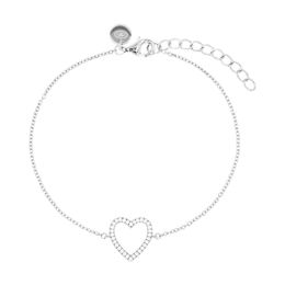 Silberarmband Tom Tailor "Herz", silberfarben, wei&szlig;, wei&szlig;, Armb&auml;nder, Damen, 20cm, Silber 925 (Sterlingsilber), Silberarmband, mit Zirkonia (synth.)