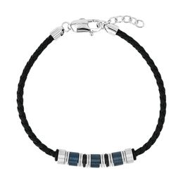 Lederarmband Tom Tailor, edelstahlfarben, schwarz, grau, Armb&auml;nder, Herren, 22cm, Edelstahl Kautschuk Leder Metall, Edelstahl, Kautschuk, Leder, Metall, Lederarmband
