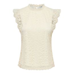 Jacqueline de Yong Spitzenshirt JDY "JDYLOTAS S/L LACE TOP JRS", Damen, Gr. XS, cloud dancer, Jersey, Obermaterial: 95% Polyamid, 5% Elasthan, unifarben, normal, hoch geschlossener Ausschnitt, Shirts