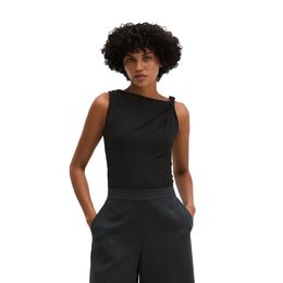 Marc O'Polo T-Shirt MARC O'POLO "mit gedrehtem Tr&auml;ger", Damen, Gr. S, schwarz, Obermaterial: 56% Viskose, 37% Modal, 7% Elasthan, unifarben, slim fit, normaler Saum, Shirts T-Shirt
