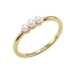 Fingerring Amor Gr. 52, gelbgoldfarben, wei&szlig;, Fingerringe, Damen, 52, Edelstahl Perlen, 1,5mm, Edelstahl, Perlen, Fingerring, mit Glasperle