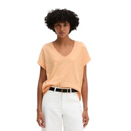 Marc O'Polo T-Shirt MARC O'POLO "aus Slub-Jersey", Damen, Gr. L, soft peach, Obermaterial: 100% Baumwolle, unifarben, Basic, loose fit, V-Ausschnitt, normaler Saum, Shirts T-Shirt