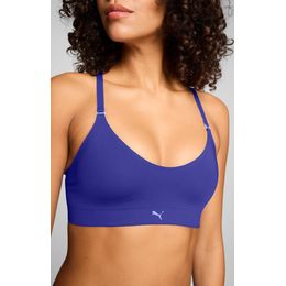 Sport-Bustier Puma "Puma WOMEN 3D KNIT SPORT TRIANGLE TOP", Damen, Gr. S, N-Gr, blau, Single Jersey, Obermaterial: 89% Polyamid, 11% Elasthan, BHs, wendbare und verstellbare Tr&auml;ger f&uuml;r einen personalisierten Look