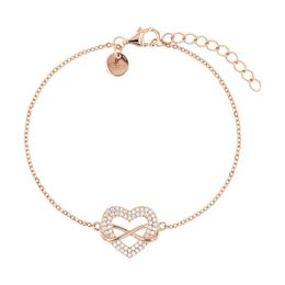 Armband Tom Tailor "Herz, Unendlichkeitsschleife/Infinity", ros&eacute;goldfarben, wei&szlig;, wei&szlig;, Armb&auml;nder, Damen, 20cm, Silber 925 (Sterlingsilber), Armband, mit Zirkonia (synth.)