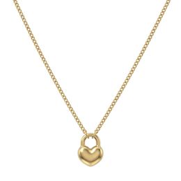 Kette mit Anh&auml;nger Amor "Herz-Motiv", gelbgoldfarben, Halsketten, Damen, Edelstahl, L: 45 B: 1,4mm, B:1,4mm