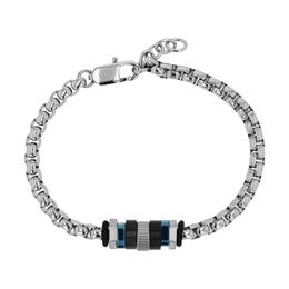 Armband Tom Tailor, edelstahlfarben, schwarz, blau, Armb&auml;nder, Herren, 22cm, Edelstahl Kautschuk, Edelstahl, Kautschuk, Armband