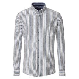 Leinenhemd Casamoda "Casamoda Leinenhemd gestreift", Herren, Gr. M, Normalgr&ouml;&szlig;en, gr&uuml;n (olive), 55% Leinen, 45% Baumwolle, gestreift, l&auml;ssig geschnitten, Hemden