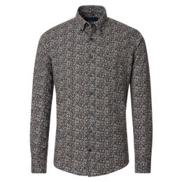 Langarmhemd Casamoda "Casamoda Freizeithemd Print", Herren, Gr. L, Normalgr&ouml;&szlig;en, gr&uuml;n (dunkelgr&uuml;n), 100% Baumwolle, bedruckt, comfort fit, Hemden