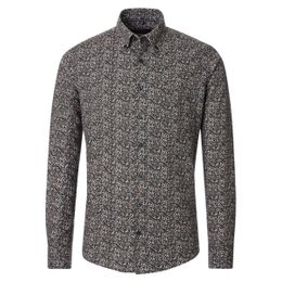 Langarmhemd Casamoda "Casamoda Freizeithemd Print", Herren, Gr. L, Normalgr&ouml;&szlig;en, gr&uuml;n (dunkelgr&uuml;n), 100% Baumwolle, bedruckt, l&auml;ssig geschnitten, Hemden