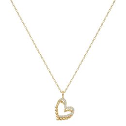 Kette mit Anh&auml;nger Amor "Herz-Motiv", gelbgoldfarben, wei&szlig;, Halsketten, Damen, Silber 925 (Sterlingsilber), L: 45 B: 1mm, mit Zirkonia (synth.), B:1mm