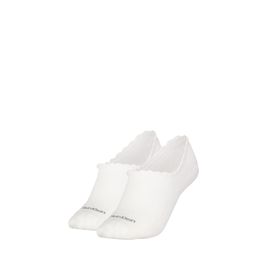 F&uuml;&szlig;linge Calvin Klein Jeans "CK WOMEN FOOTIE HIGH CUT 2P DIAMOND", Damen, wei&szlig;, Materialmix, elastisch, Socken, Mit gewelltem Rand und tollem Muster