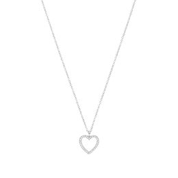 Kette mit Anh&auml;nger Tom Tailor "Herz-Motiv", silberfarben, wei&szlig;, Halsketten, Damen, Silber 925 (Sterlingsilber), L: 45 B: 1,5mm, mit Zirkonia (synth.), B:1,5mm