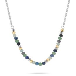 Kette ohne Anh&auml;nger s.Oliver "Colorful Beads", bunt (edelstahlfarben, multicolor), Halsketten, Damen, Edelstahl Perlen, L: 40 B: 1,3mm, Edelstahl, Perlen, mit Glasperle, B:1,3mm