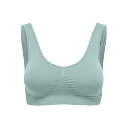 Sport-Bustier Only Play "ONPMIRA SEAM SPORTS BRA", Damen, Gr. S, N-Gr, surf spray, Obermaterial: 92% Nylon, 8% Elasthan, unifarben, slim fit, BHs, nahtlose Verarbeitung