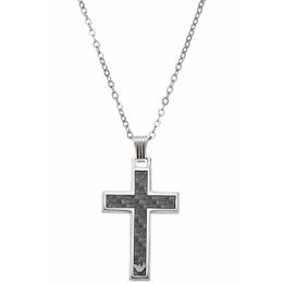 Kette mit Anh&auml;nger Emporio Armani "Schmuck Geschenk Edelstahl Halskette Kreuz", silber (silberfarben, grau), Halsketten, Damen, Edelstahl, L: 55, mit Carbon
