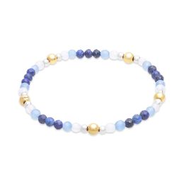Armband s.Oliver "Colorful Beads", gelbgoldfarben, edelstahlfarben, wei&szlig;, hellblau, dunkelblau, aquablau, silberfarben, goldfarben, wei&szlig;, hellblau, dunkelblau, aquablau, silberfarben, goldfarben, Armb&auml;nder, Damen, 18cm, Edelstahl, Armband, mit Quarz, Aquamarin, Lapislazuli-Imitat, Amethyst, Agate, Aventurin