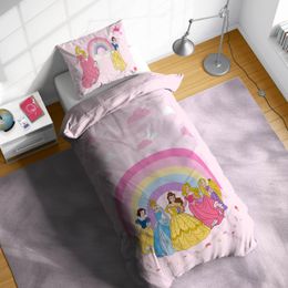 Kinderbettw&auml;sche Disney "Disney Princess Rainbow", bunt, B/L: 135cm x 200cm, 1 Stk., 1 Stk., Linon, B/L: 80cm x 80cm, 2, Linon, Obermaterial: 100% Baumwolle, Bettw&auml;sche, 100% Baumwolle